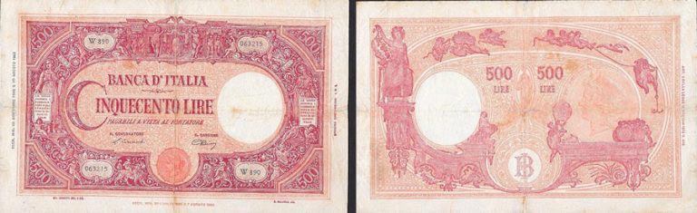 Italian 500 Lire Banknote - Values of 500 Lira Banknotes